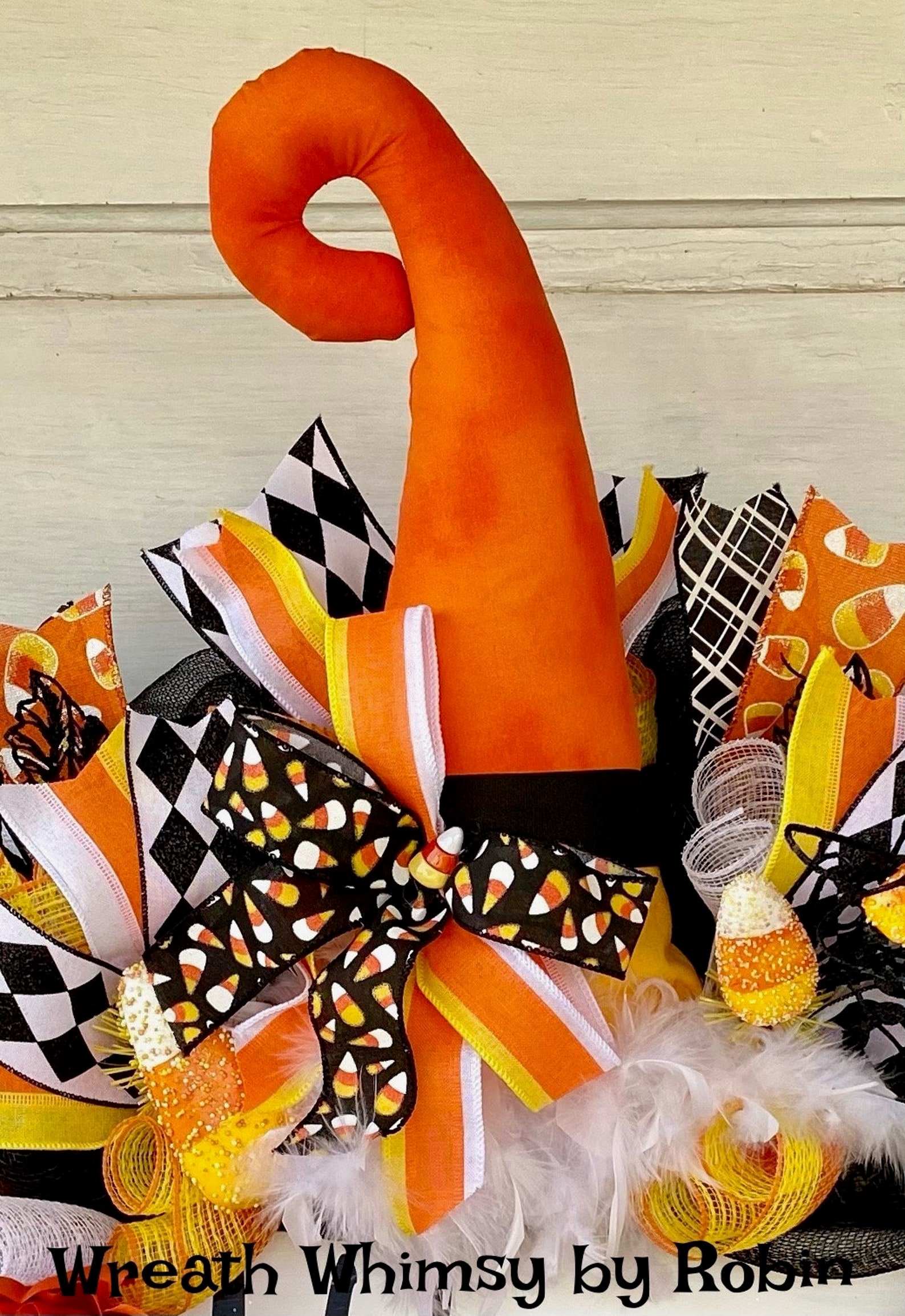 XL Halloween Candy Corn Witch Wreath Halloween Decor Witch - Etsy