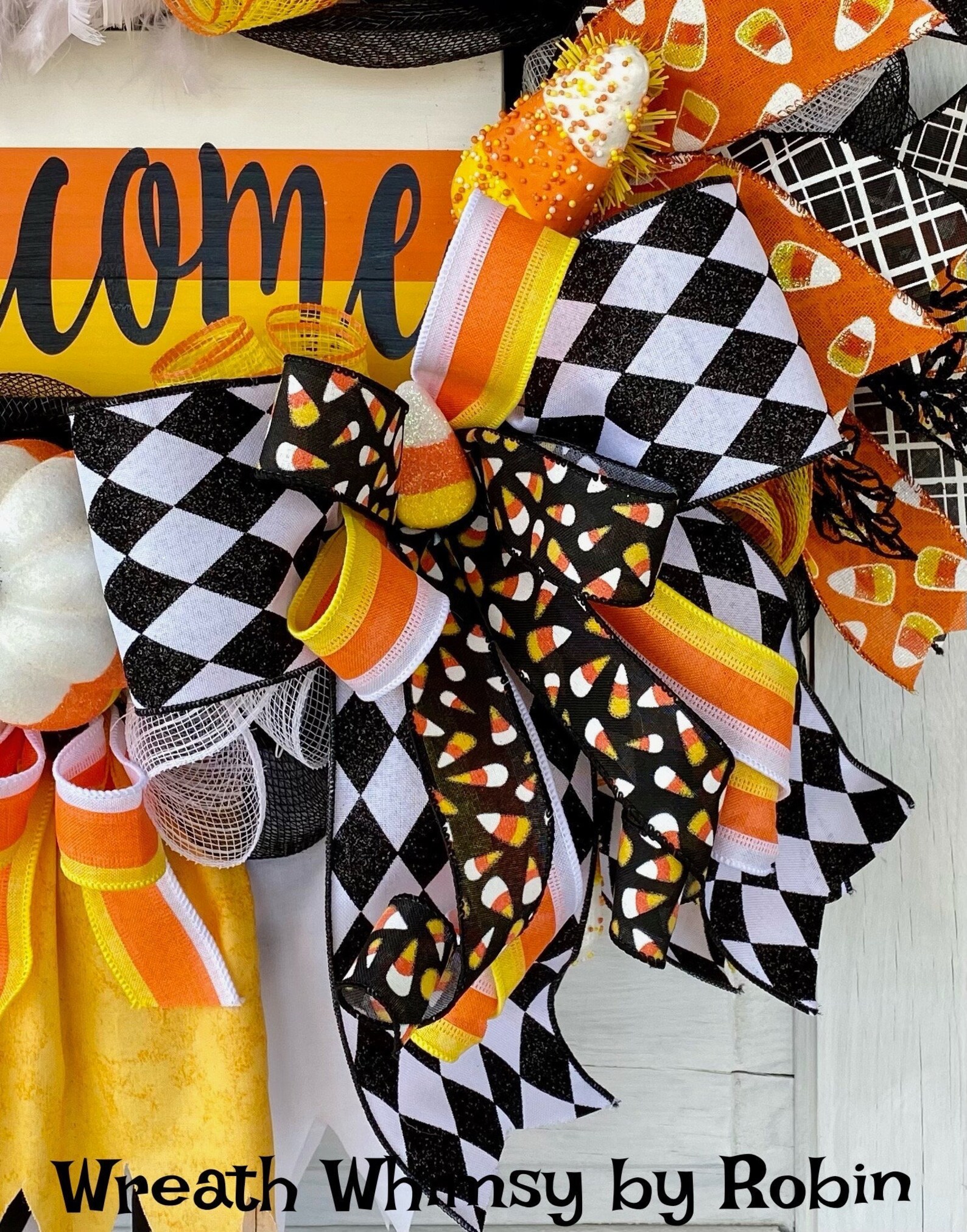 XL Halloween Candy Corn Witch Wreath Halloween Decor Witch - Etsy