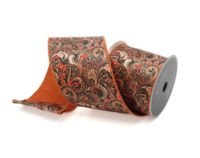 Farrisilk Amber Leaves Ribbon, 4 Inch Wired Ribbon, 5 Yards, Designer ...