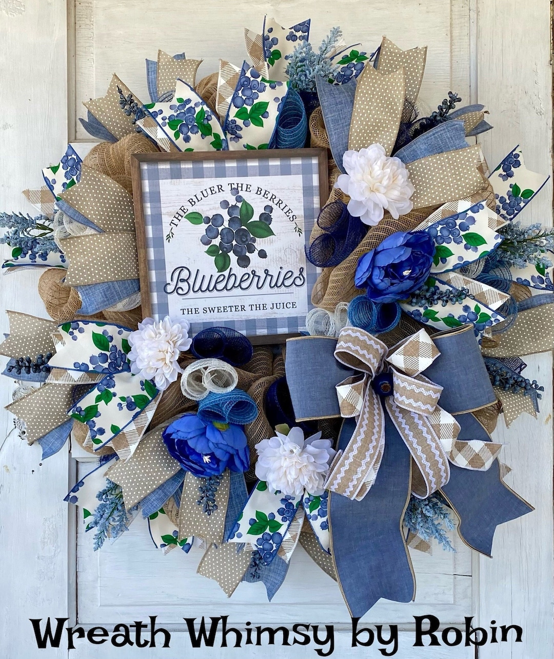 Summer Wreath, Blueberry Wreath, Everyday Wreath, Farmhouse Wreath ...