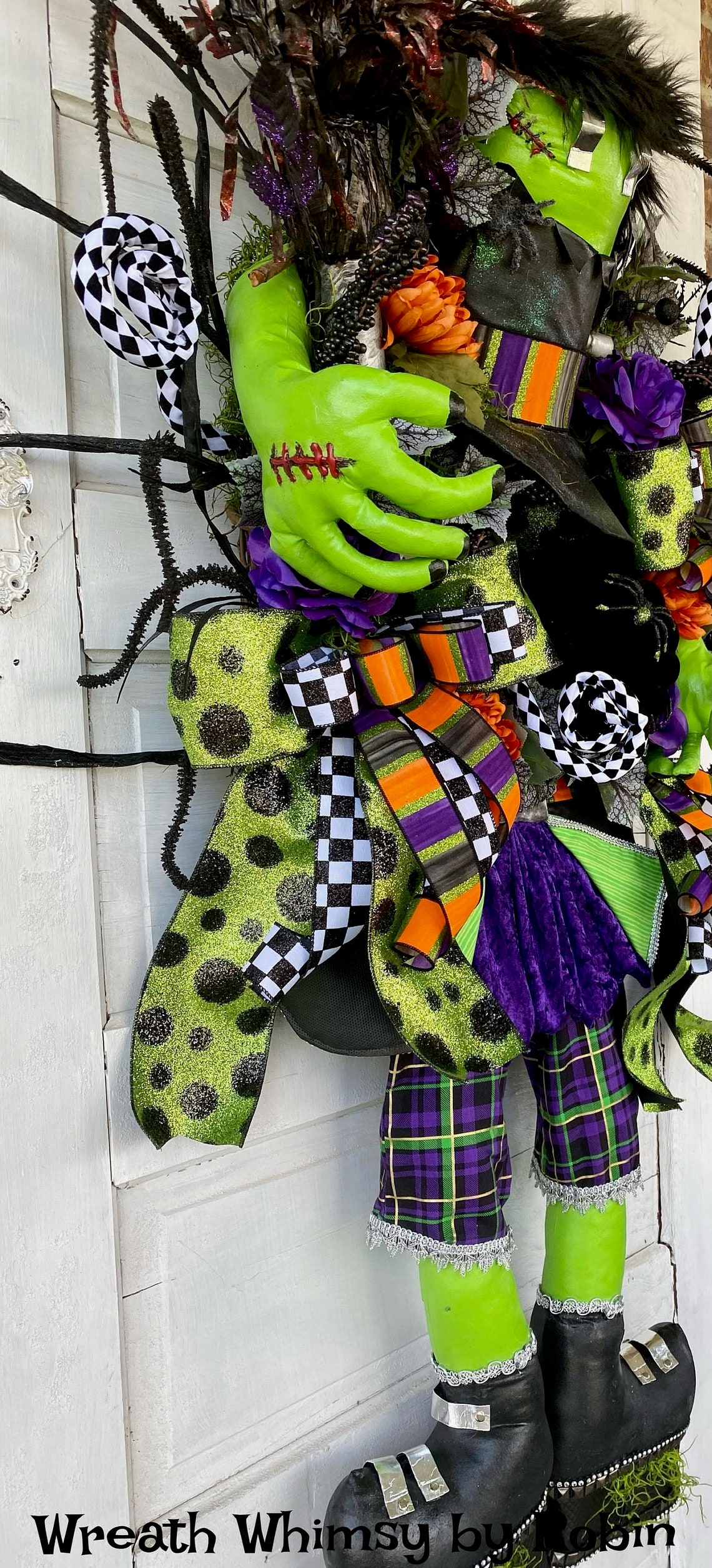 XL Halloween Frankenstein Character Wreath, Frankenstein Decor ...