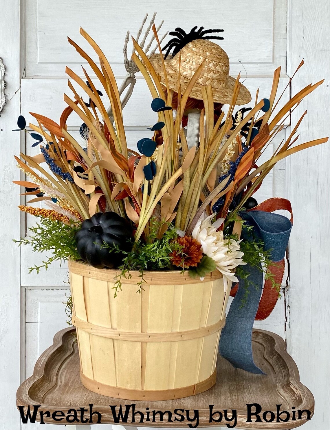 Halloween Skeleton Floral Arrangement, Halloween Centerpiece, Skeleton ...
