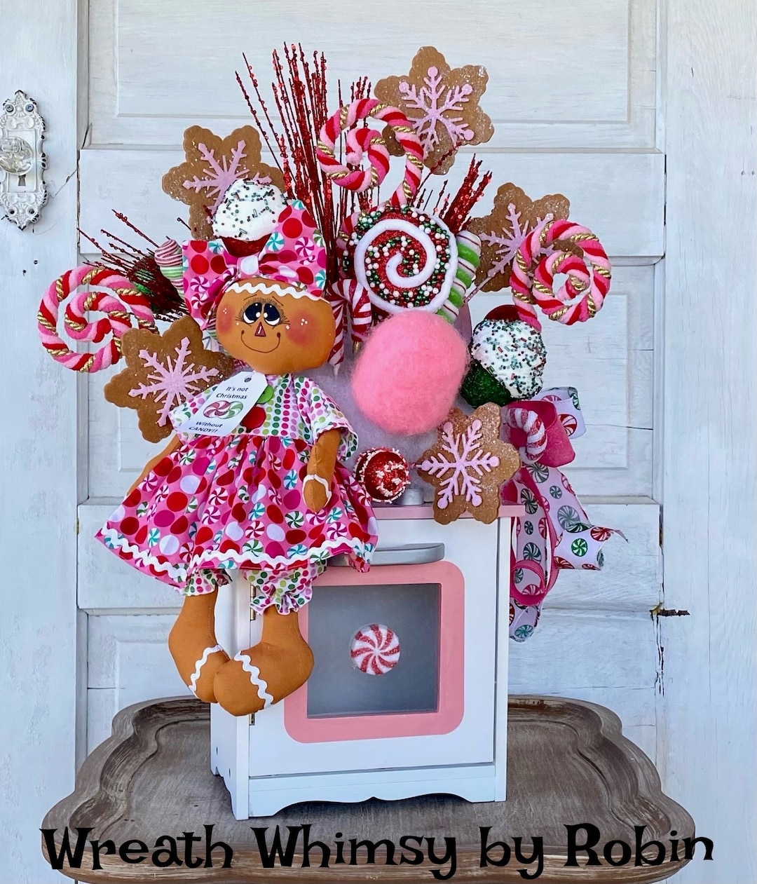 Sweet Themed Gingerbread Doll Centerpiece, Holiday Tabletop, Christmas ...