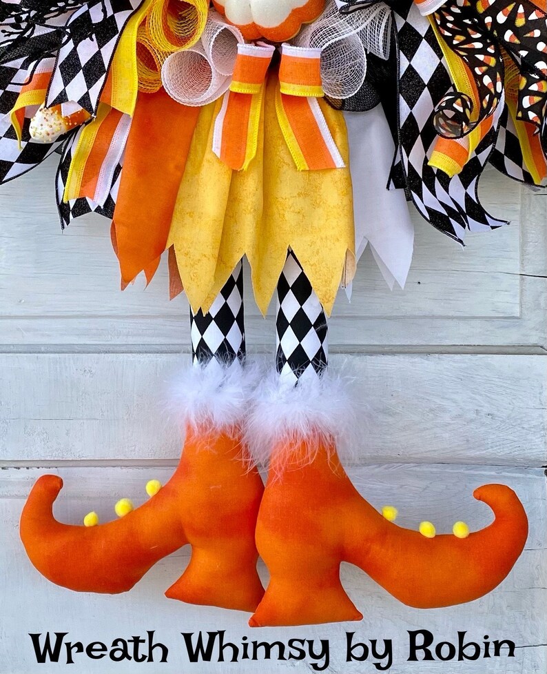XL Halloween Candy Corn Witch Wreath Halloween Decor Witch - Etsy