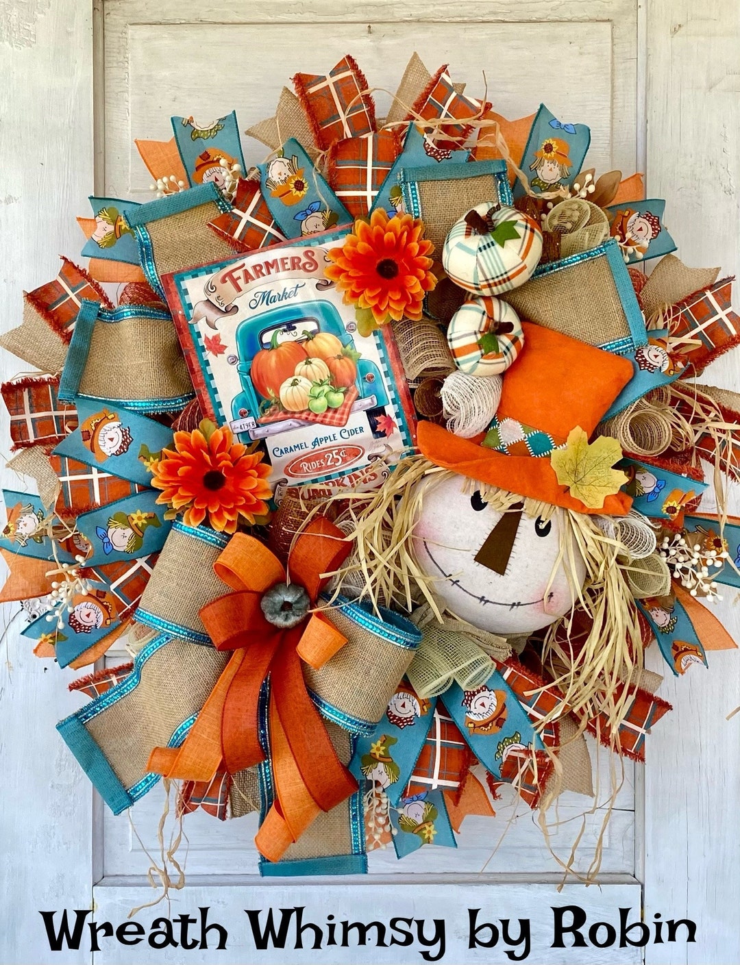 Fall Wreath, Scarecrow Wreath, Autumn Wreath, Fall Decor, Scarecrow ...