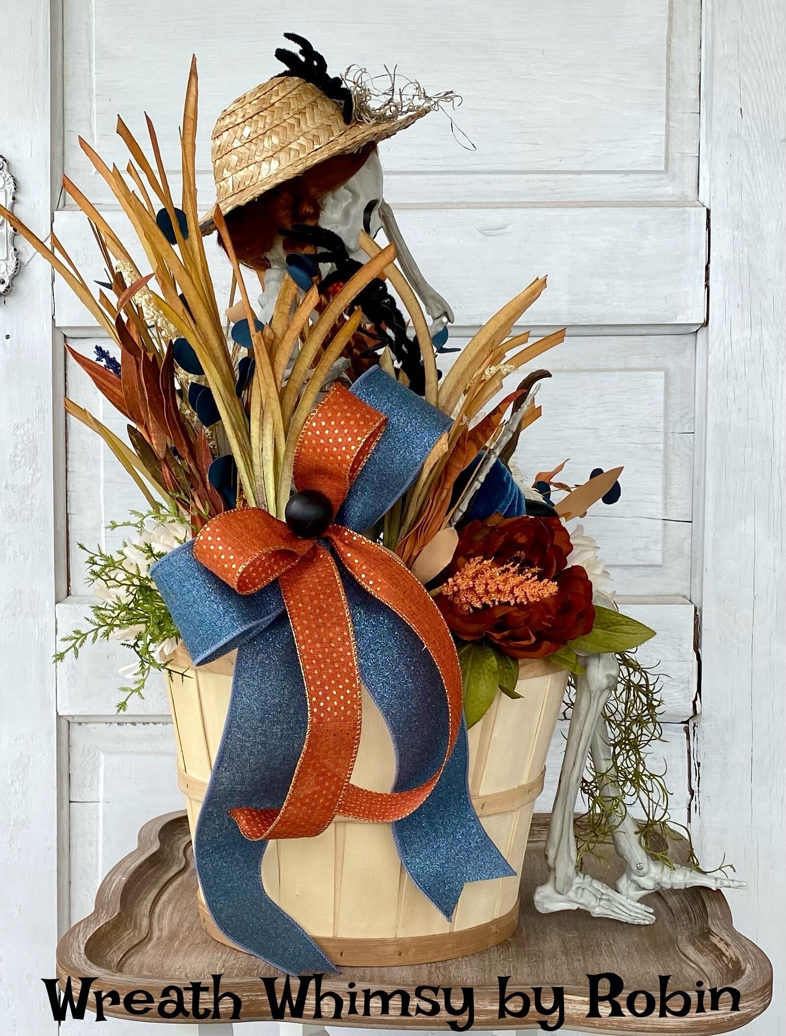 Halloween Skeleton Floral Arrangement, Halloween Centerpiece, Skeleton ...