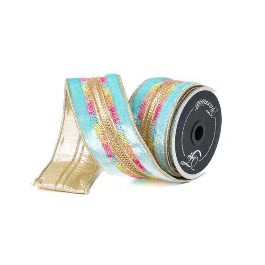 Farrisilk Sherbert Shimmer Ribbon, Tiffany Blue Ribbon, 2.5 Inch Wired ...