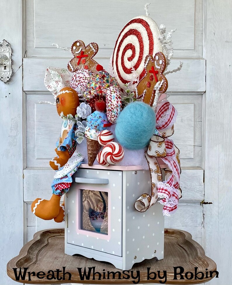 Sweet Themed Gingerbread Doll Centerpiece, Holiday Tabletop, Christmas ...