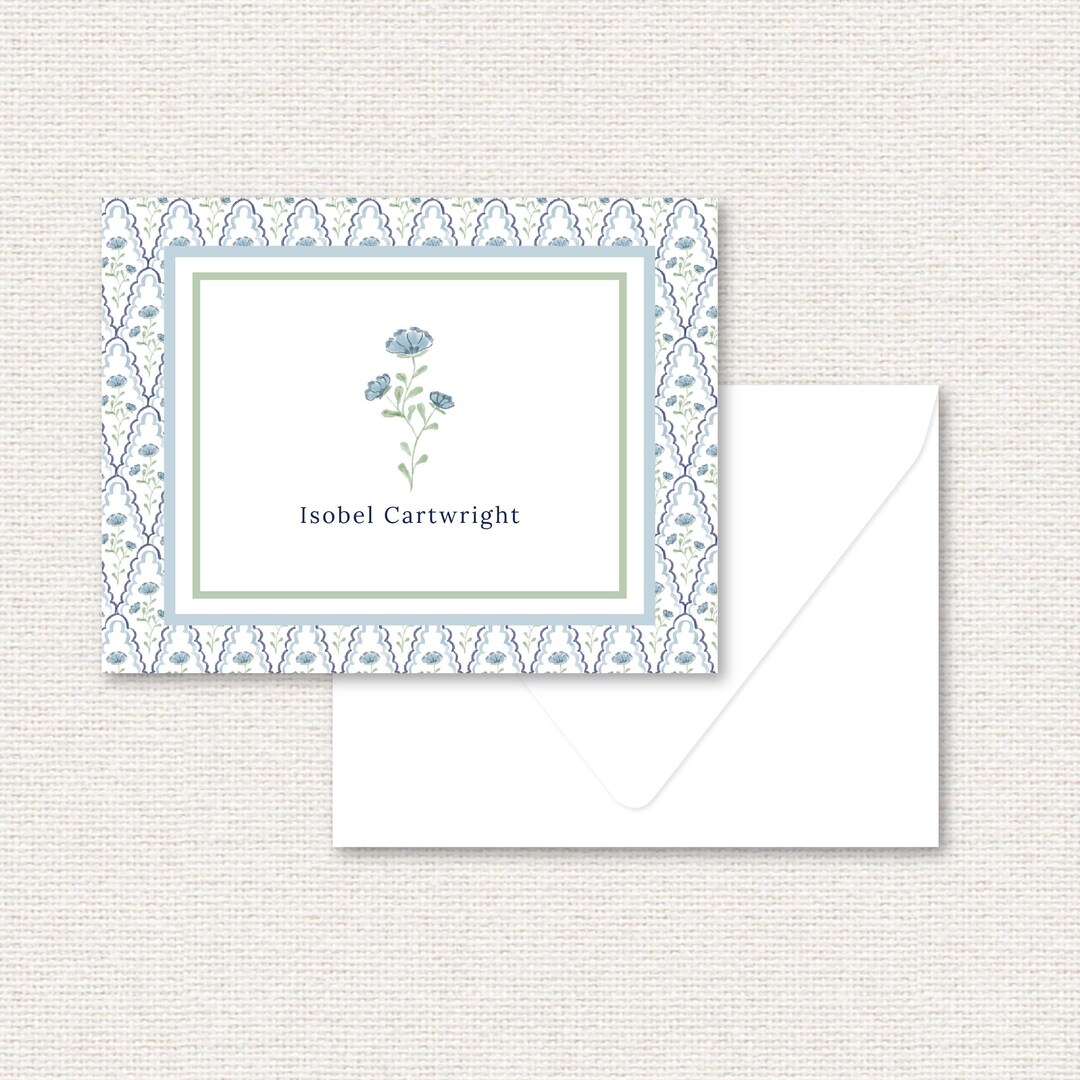 Personalized Floral Stationery Grand Millennial Note Cards Grand ...