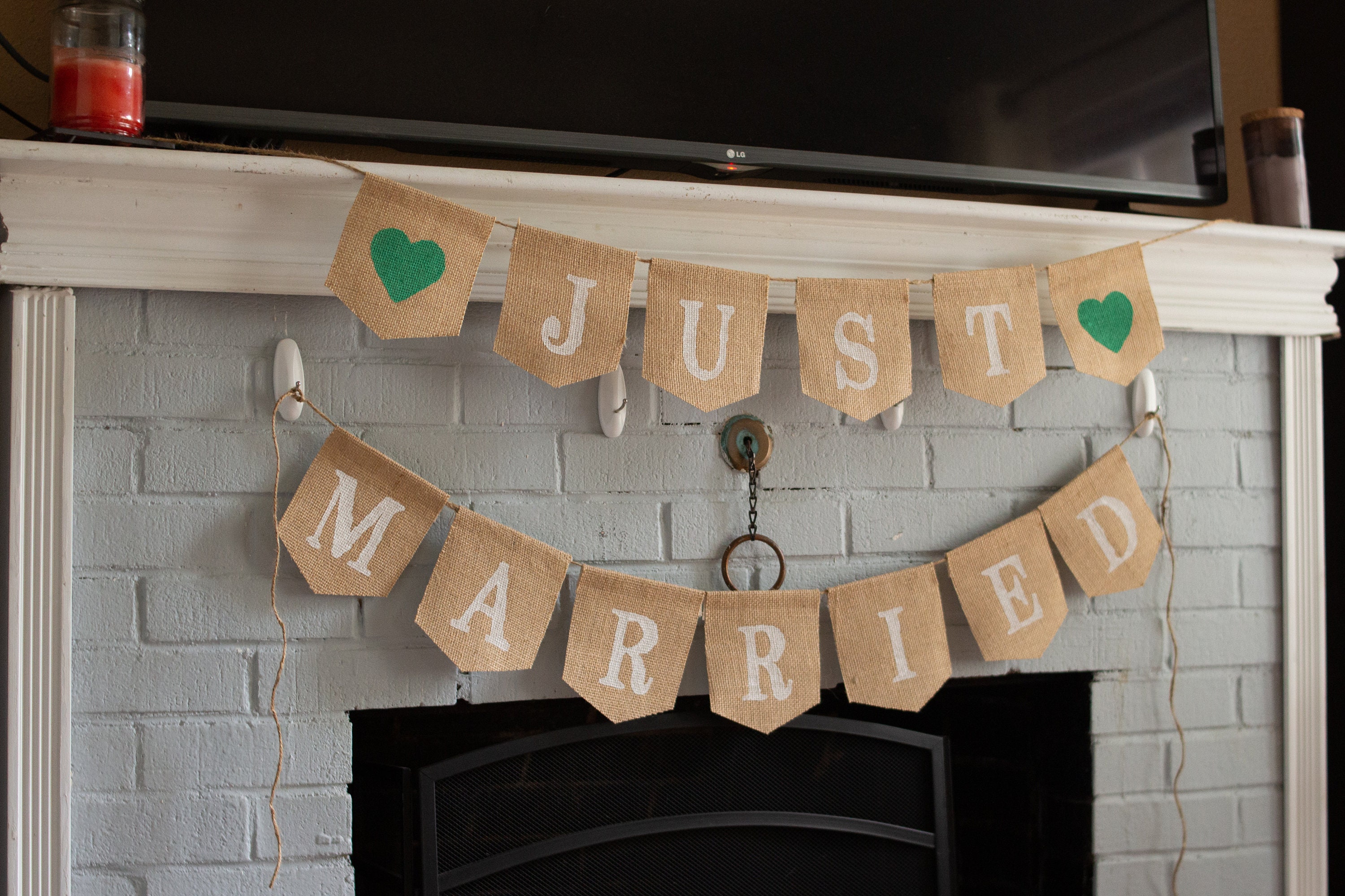 Just Married Banner, Flag Pennant, Just Married Annoucement, Wedding ...