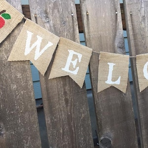 Back to School, Welcome Banner, Burlap Banner, Teacher, Classroom ...