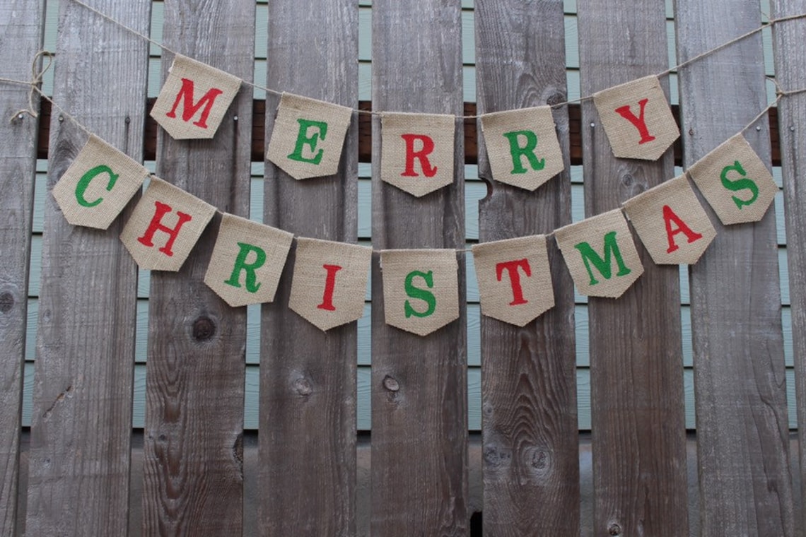 Merry Christmas Bunting Christmas Banner Merry Banner | Etsy