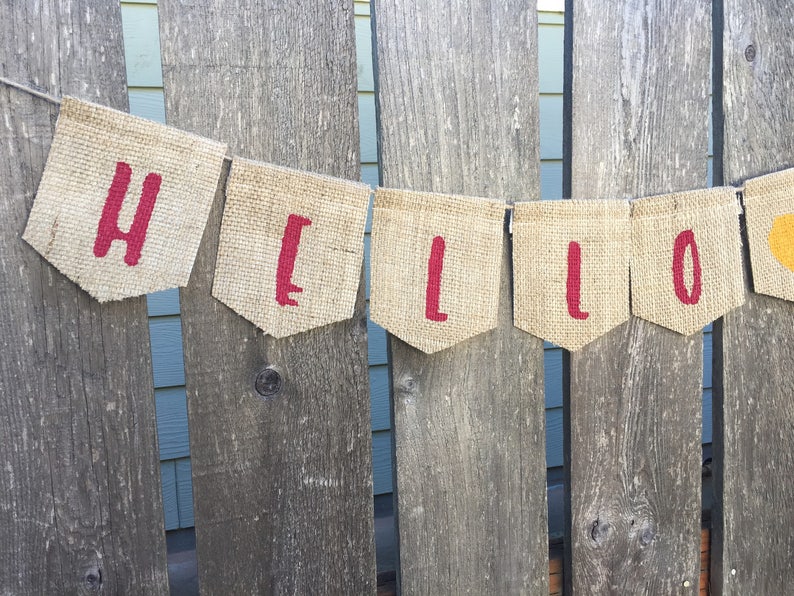 Burlap Banner Fall Hello Fall Banner Happy Fall Autumn - Etsy