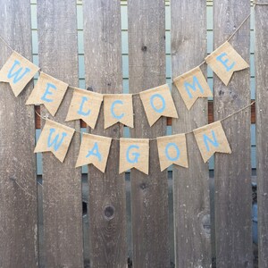 Welcome Wagon Burlap Sign, Birthday Banner, Party Banner Sign, Baby ...