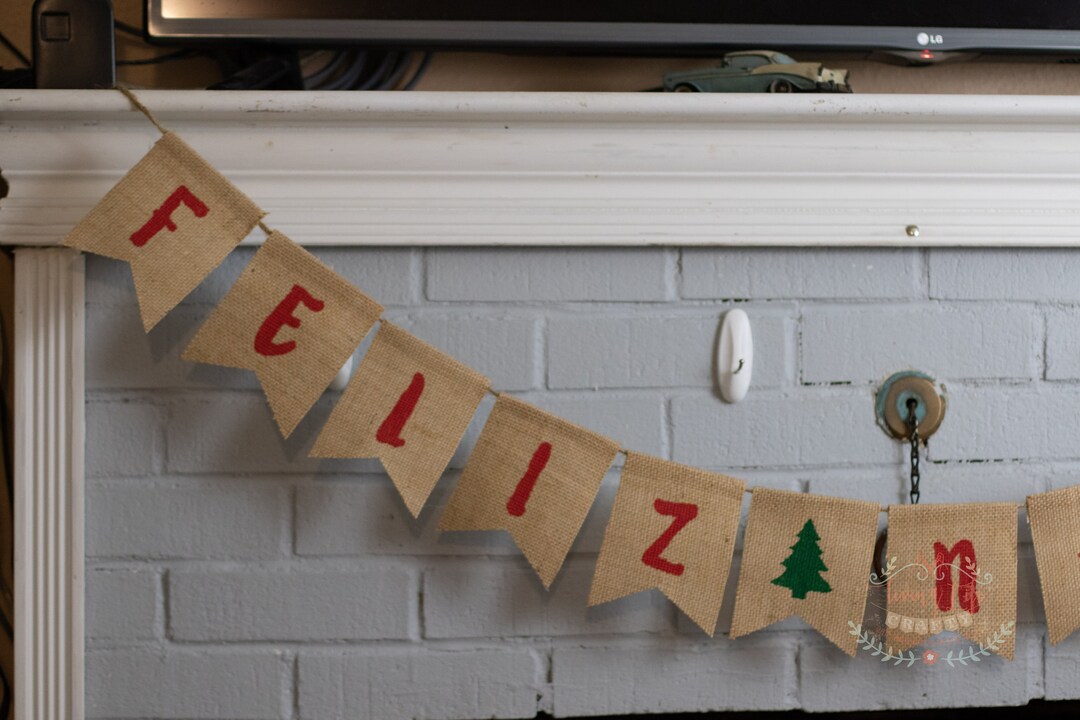 Feliz Navidad Merry Christmas Burlap Banner Happy Holidays - Etsy