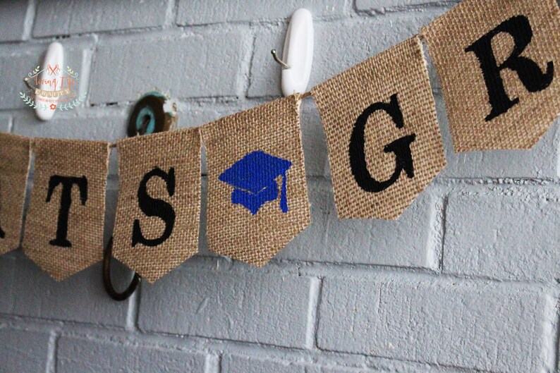 Graduation Banner Congrats Grad Rustic Burlap Party Decor - Etsy