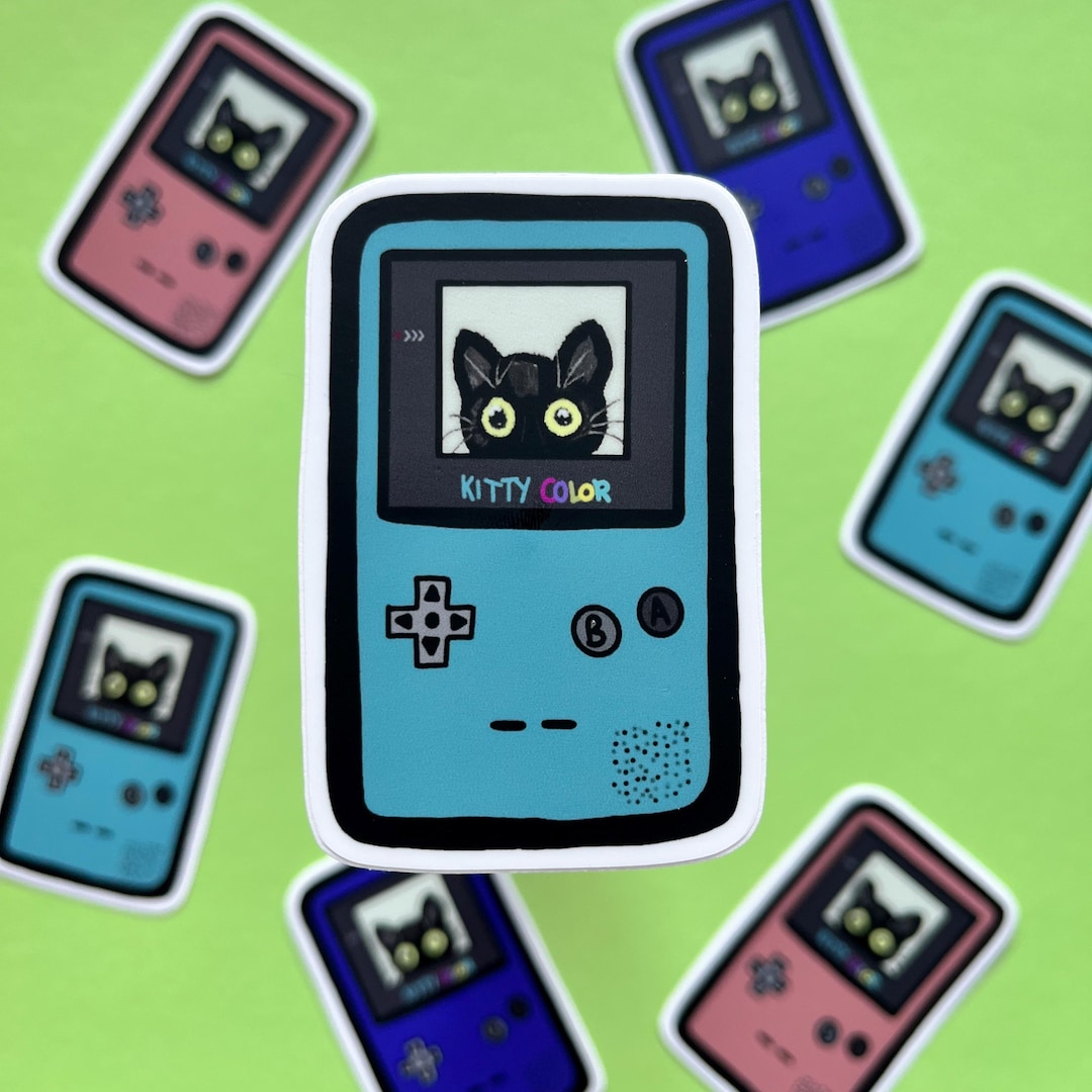 Kitty Color Sticker, Gameboy Gamer Gifts, Black Cat Gifts, Gaming ...