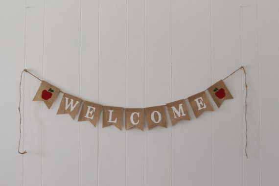 Back to School Welcome Banner Burlap Banner Teacher - Etsy