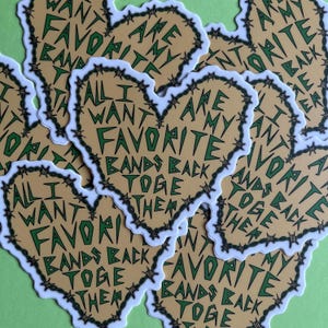 Missing Favorite Bands, Sticker, “all I Want Are My Favorite Bands Back ...