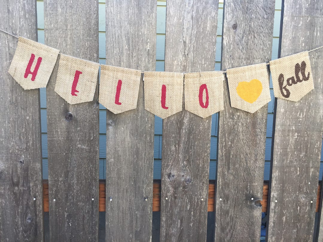Burlap Banner Fall, Hello Fall Banner, Happy Fall, Autumn Decorations ...