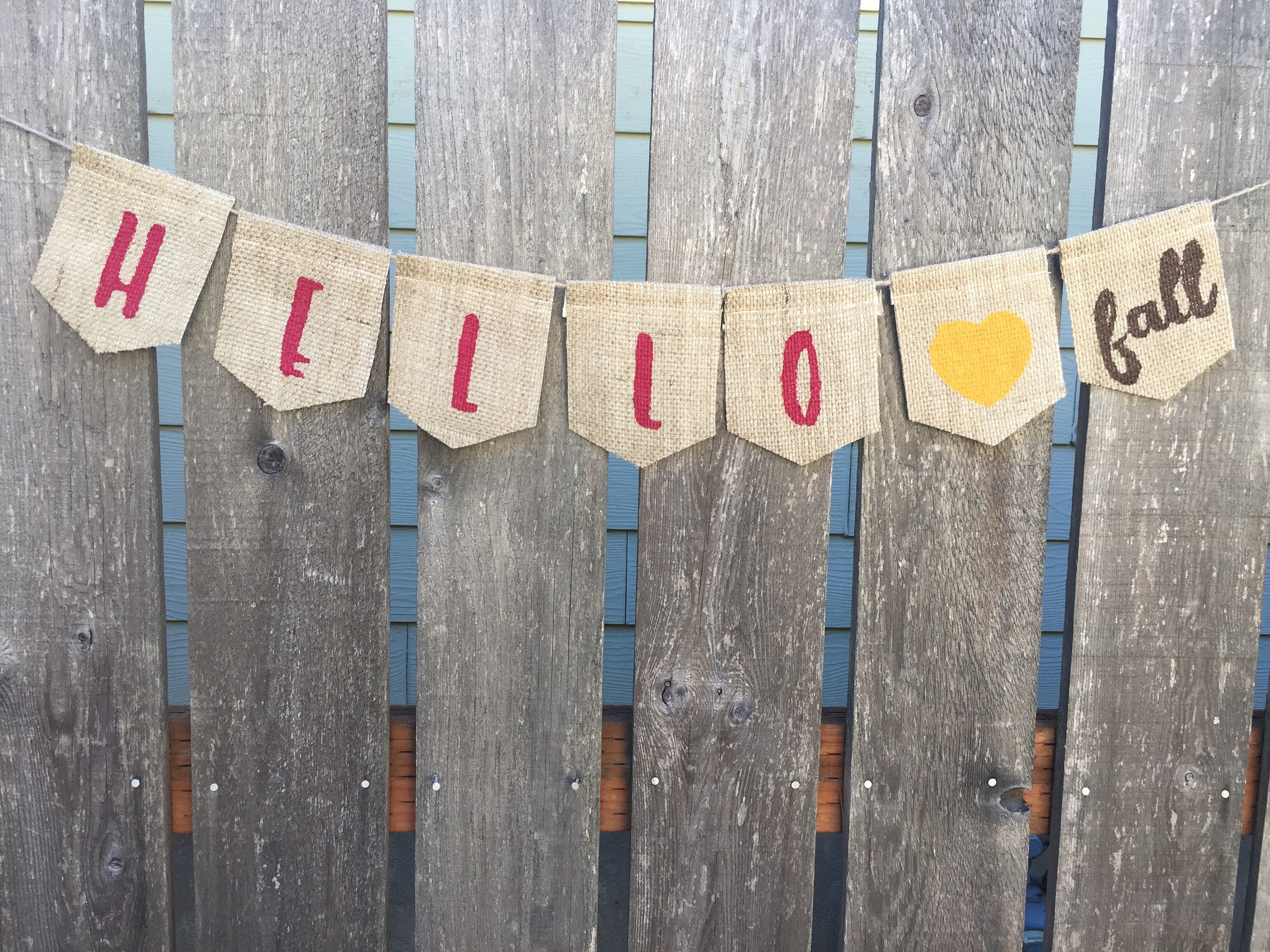 Burlap Banner Fall Hello Fall Banner Happy Fall Autumn | Etsy