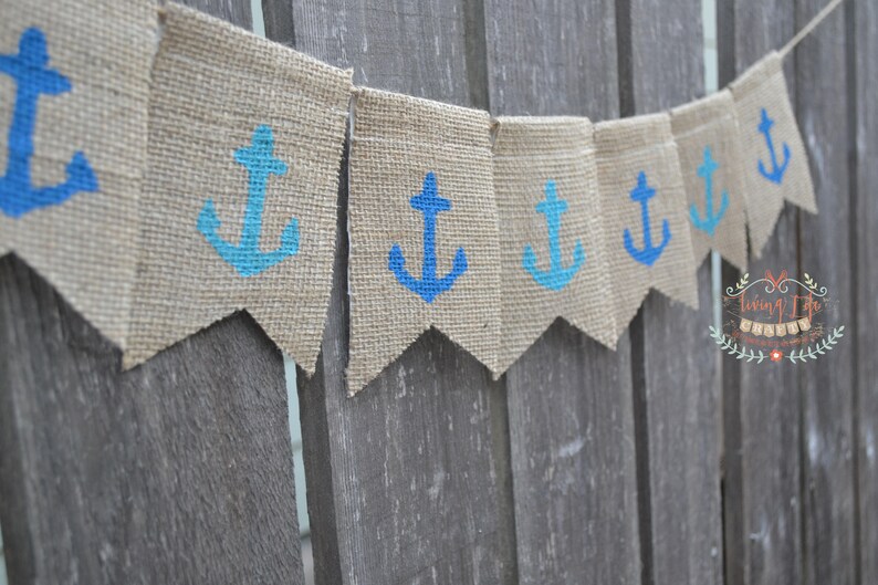 Nautical Banner Anchor Anchor Sign Beach Burlap Banner | Etsy