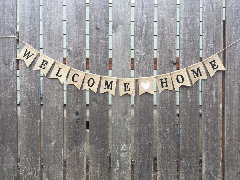 Welcome Home Banner Housewarming Decoration Rustic Burlap | Etsy