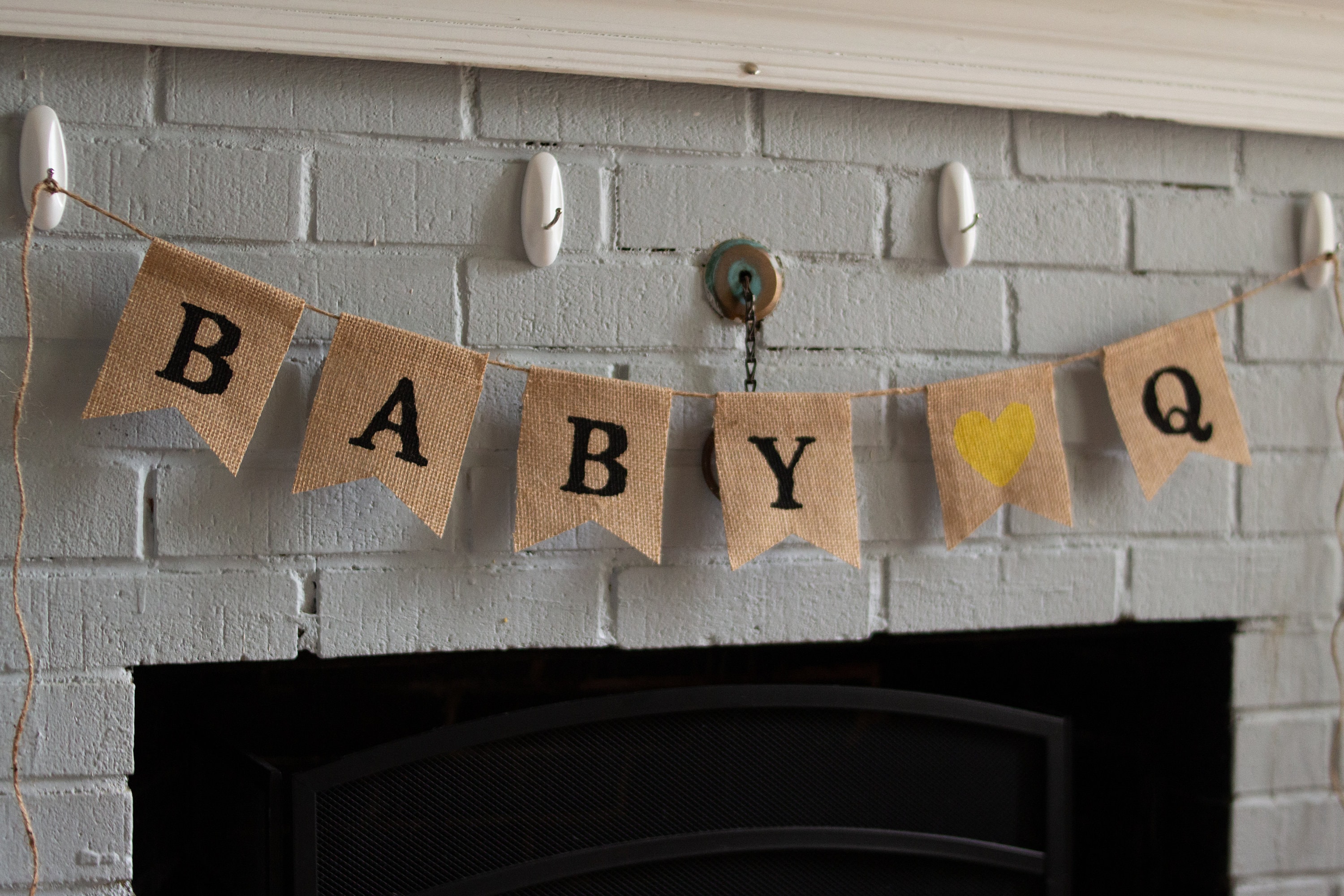 BBQ Baby Q Burlap Banner Baby Shower Flags Barbeque | Etsy