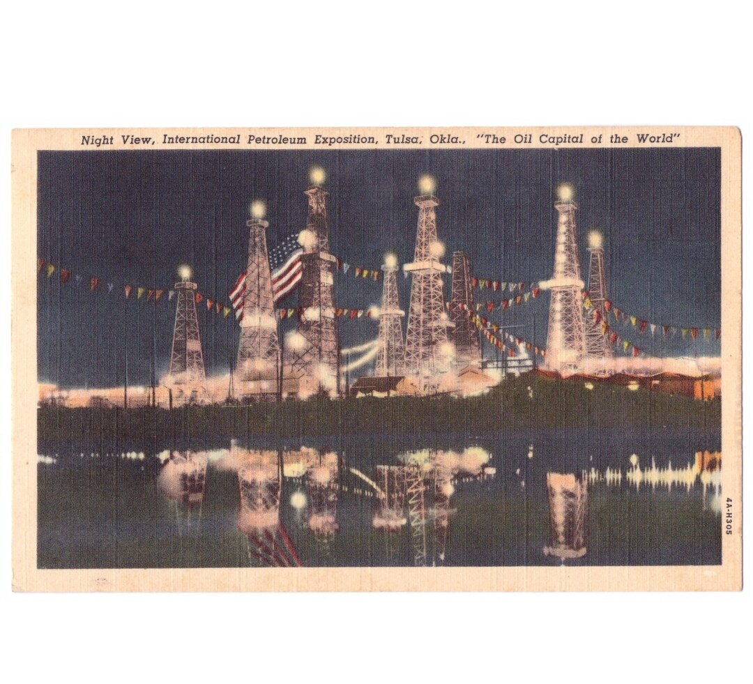 Oil Rig Night View, Tulsa Oklahoma, International Petroleum Exposition ...