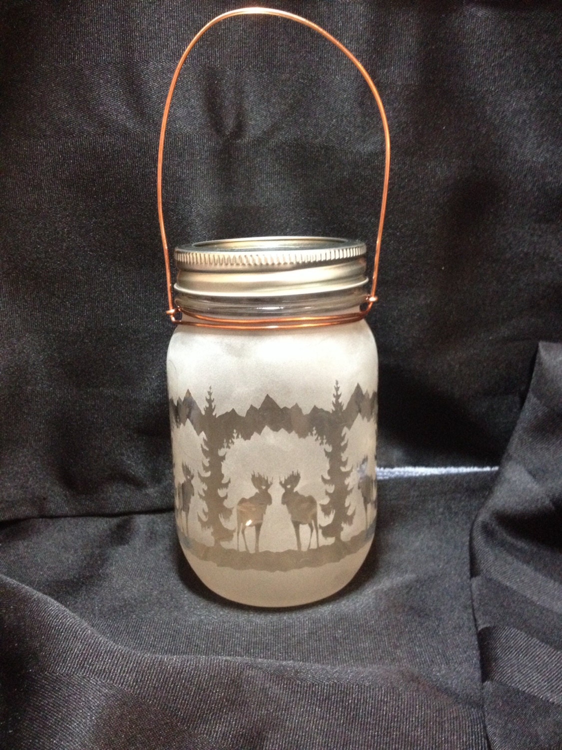 Sandblasted Mason Jar Solar Lights Moose Scene - Etsy