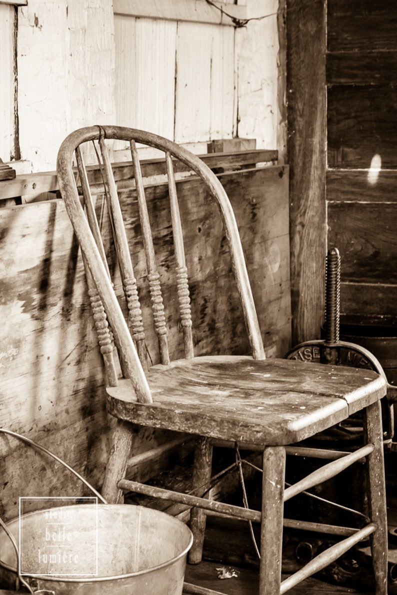 Vintage Country Decor - Antique Wooden Chair - Sepia Fine Art ...