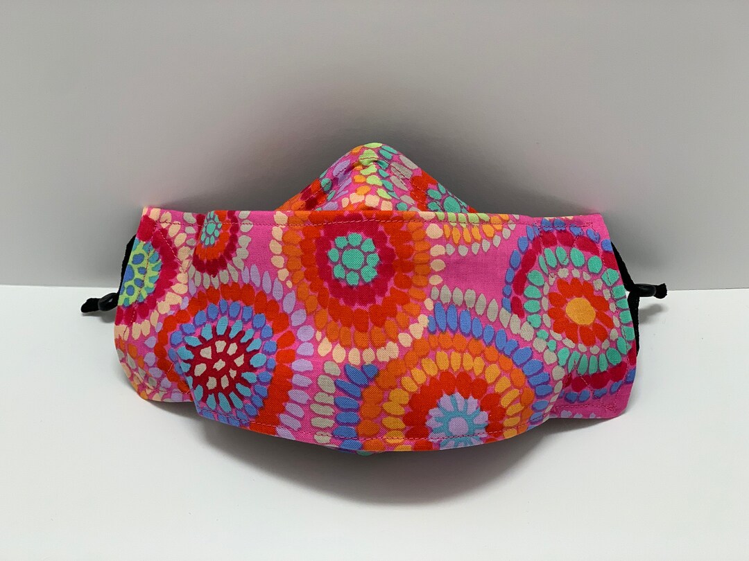 3 Layer Pink Circles Child Sized Mask - Etsy