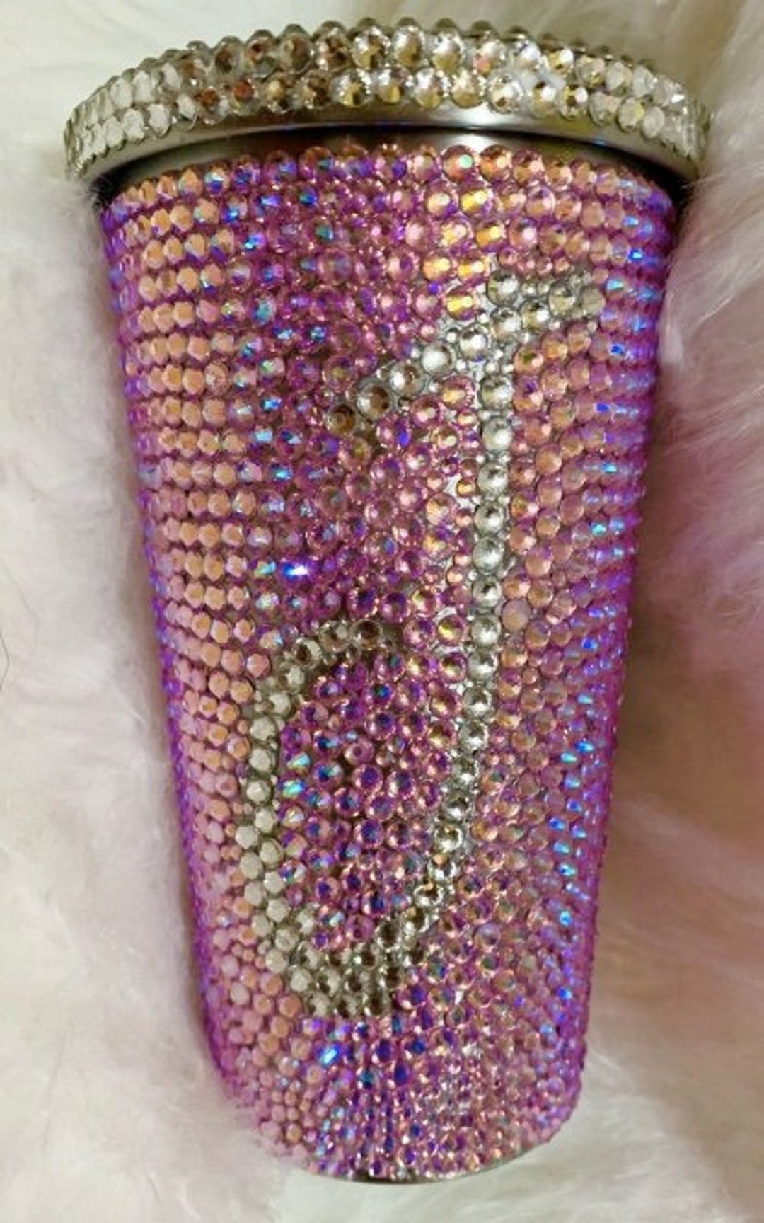 Custom 19 Oz Initial Rhinestone Tumbler With Straw - Stylish Glitter ...