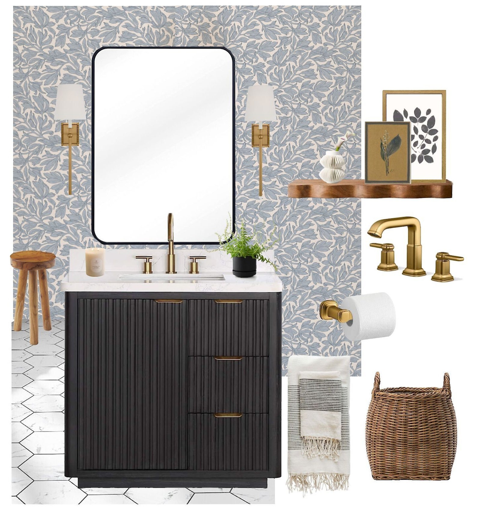 PRE-MADE Timeless Elegant Design for Your Home's Powder Room Bathroom ...