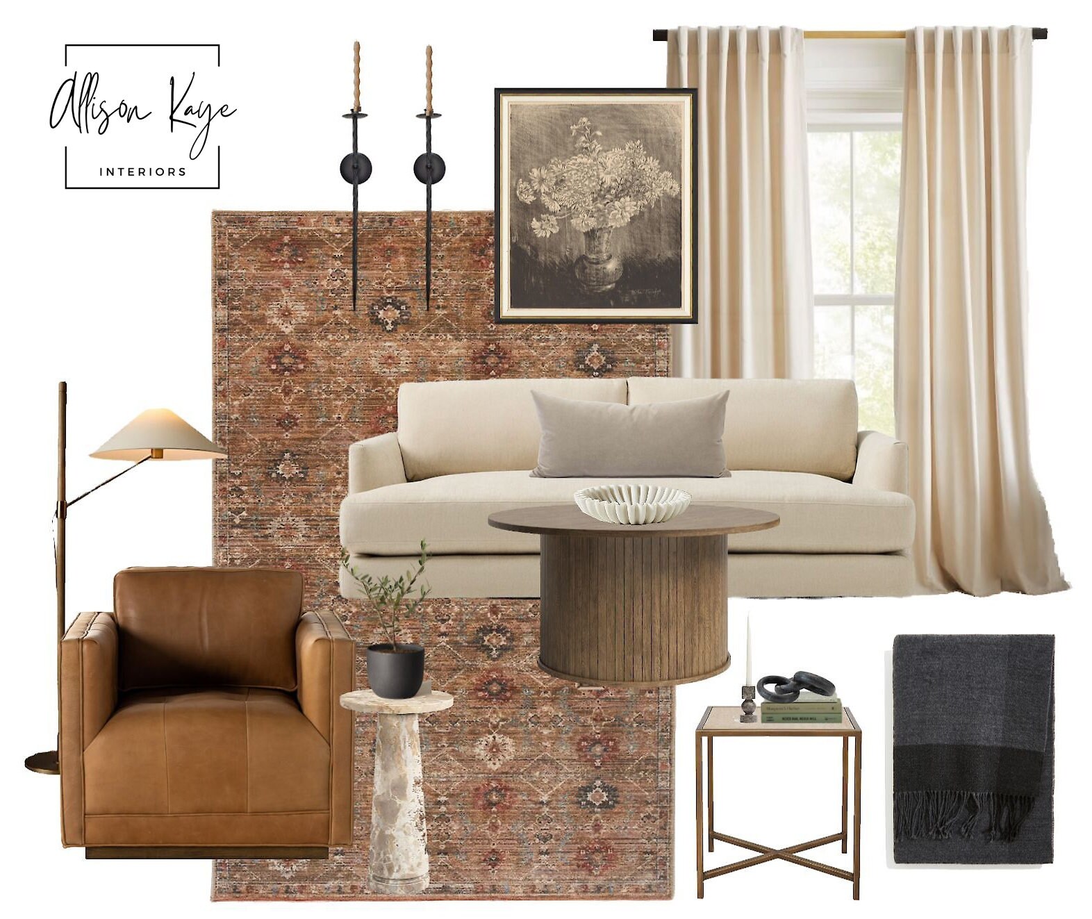 PRE-MADE Classic Modern Vintage Living Room Design With Shoppable Links ...