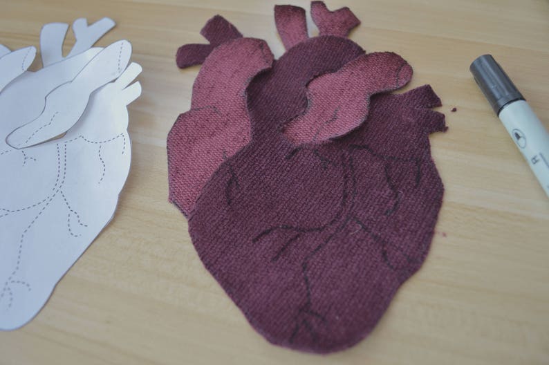 Anatomical Heart Sewing Pattern // Human Heart Applique // DIY - Etsy