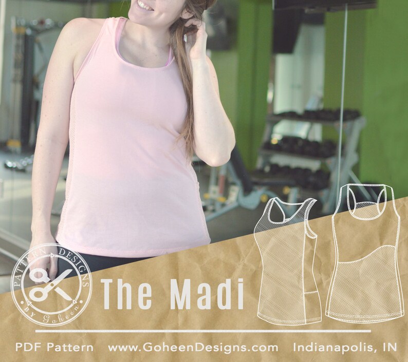 Workout Tank Sewing Pattern: the Madi, Women's Running Top (PDF Pattern ...