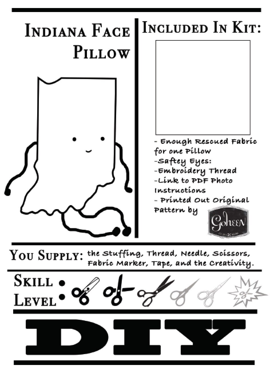 DIY Sewing Kit: Indiana Shaped Pillow // Indiana Pillow // - Etsy