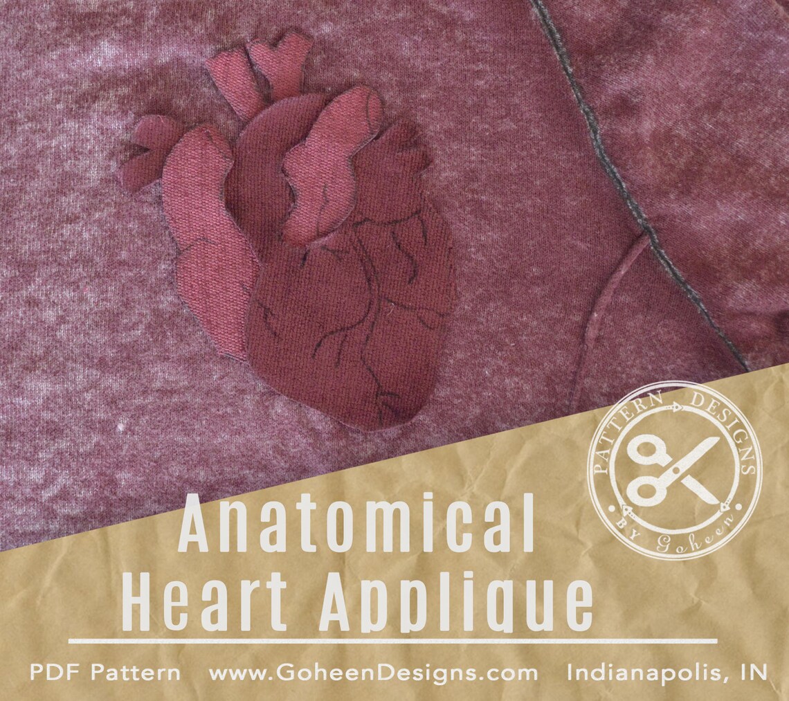 Anatomical Heart Sewing Pattern // Human Heart Applique // DIY - Etsy