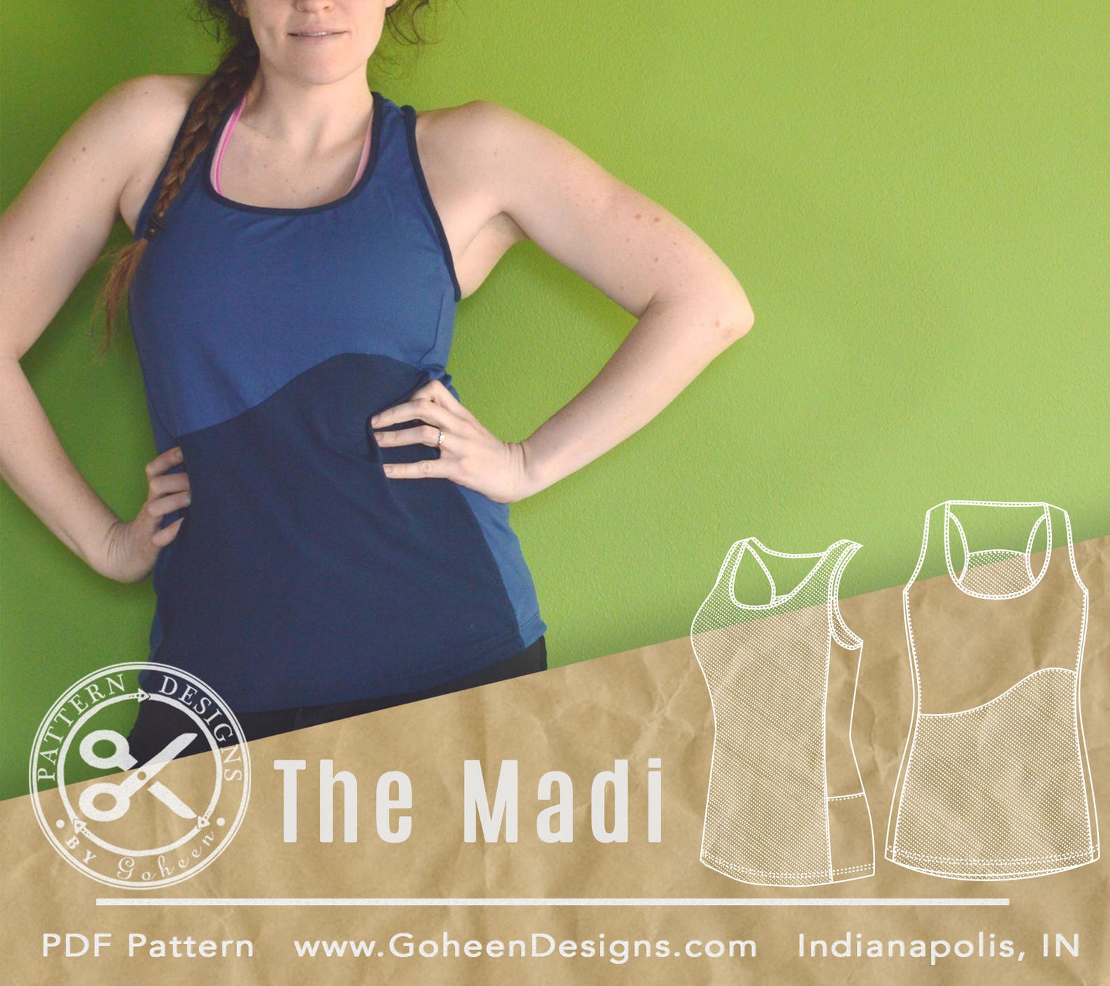 Workout Top Sewing Pattern for Women // the Madi // Running Top Singlet ...