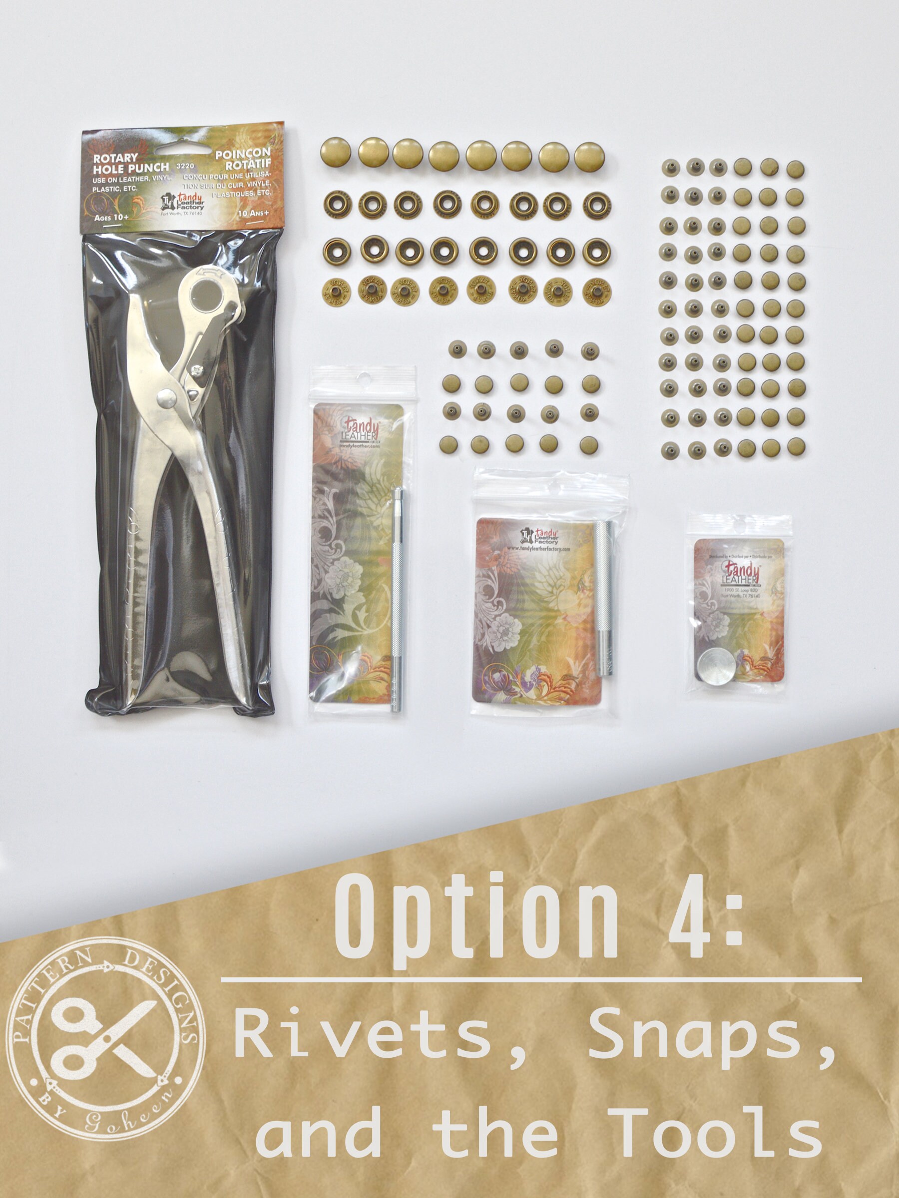 Huxley Bag Hardware Kit: Antique Brass, Nickel Plate - Rivets, Snaps ...