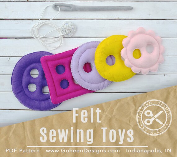 Felt Sewing Toys // Toy Needle and Thread // Toy Buttons // | Etsy