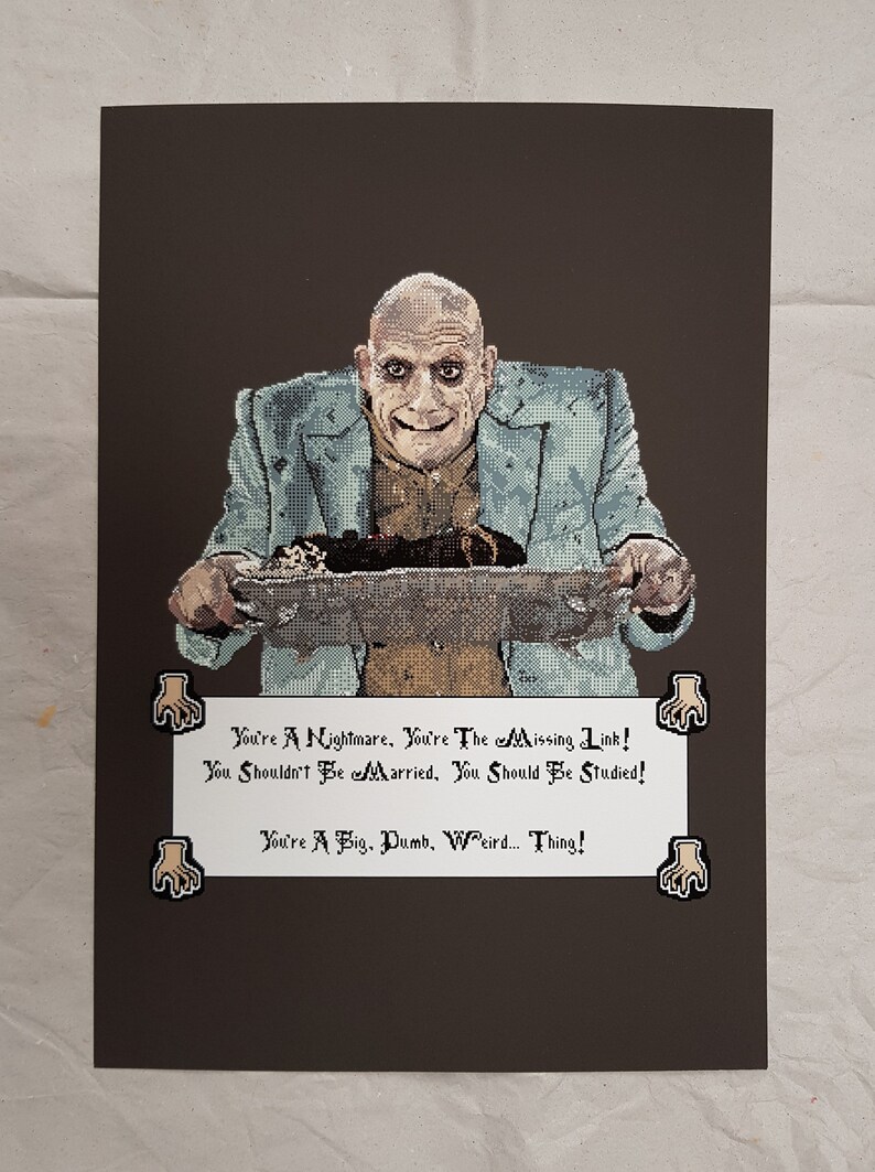 Uncle Fester Weird Thing, Illustration Pixel Art Print,addams Family ...