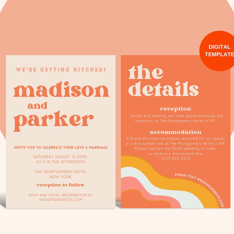 Retro Wedding Invitation - Etsy