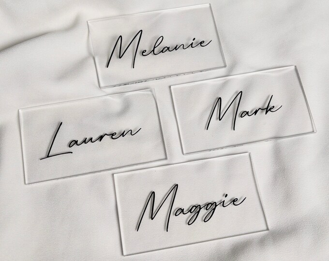 Acrylic Rectangle Name Place Cards Clear Rectangle Seating Name Plates ...