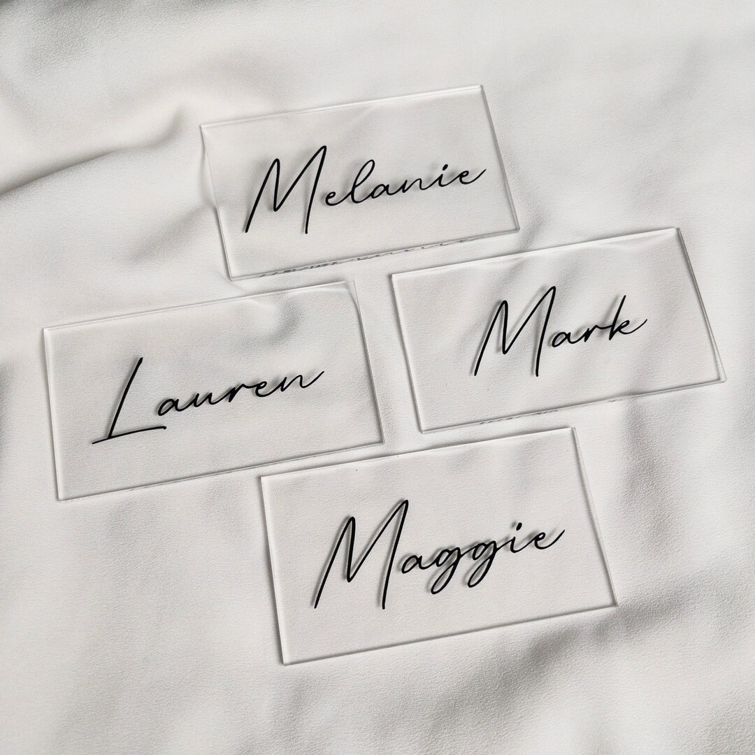 Acrylic Rectangle Name Place Cards - Clear Rectangle Seating Name ...