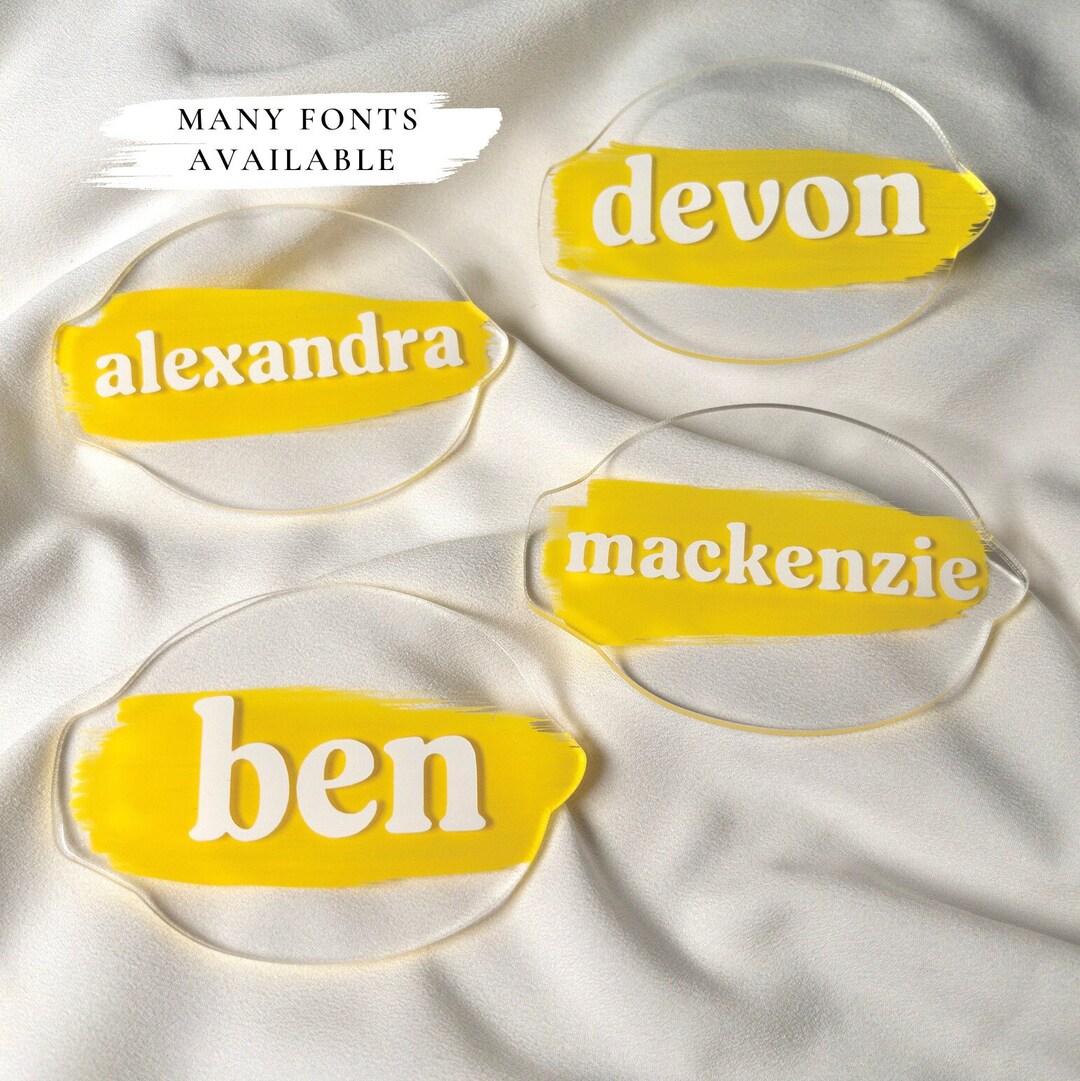 Acrylic Lemon Name Place Cards - Clear Painted Acrylic Lemon Seating ...
