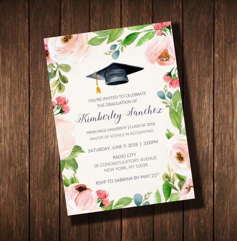 Graduation Party Invitation- Floral Graduation Invitation - Graduation ...