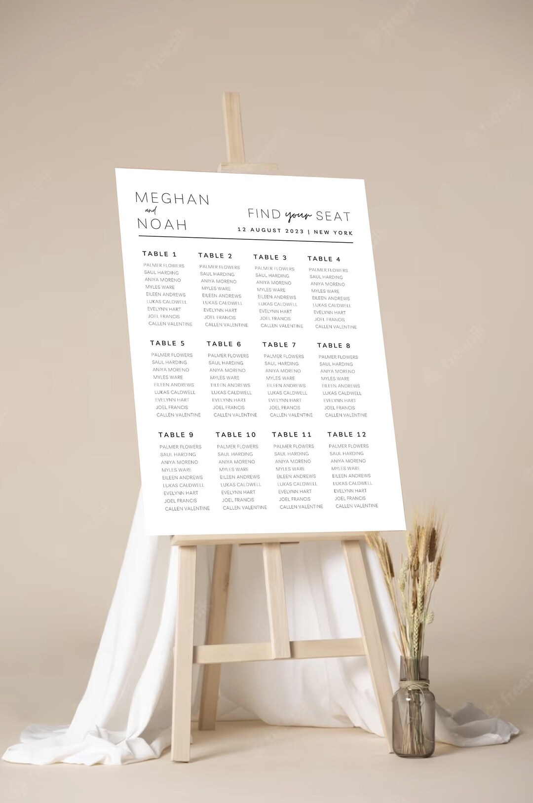 TEMPLATE Modern Minimalist Wedding Seating Chart Template - Etsy