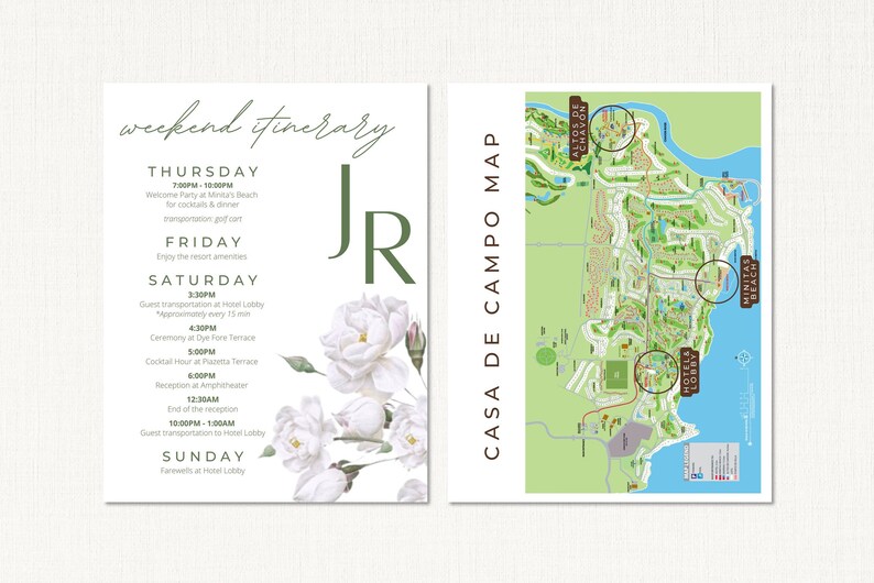 TEMPLATE | Destination Wedding Map Itinerary, Weekend Wedding Itinerary ...